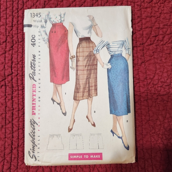 Simplicity | Other | Uncut Rare Vintage 95s Simplicity Sewing Pattern 1345 Oneyard Skirt Waist ...